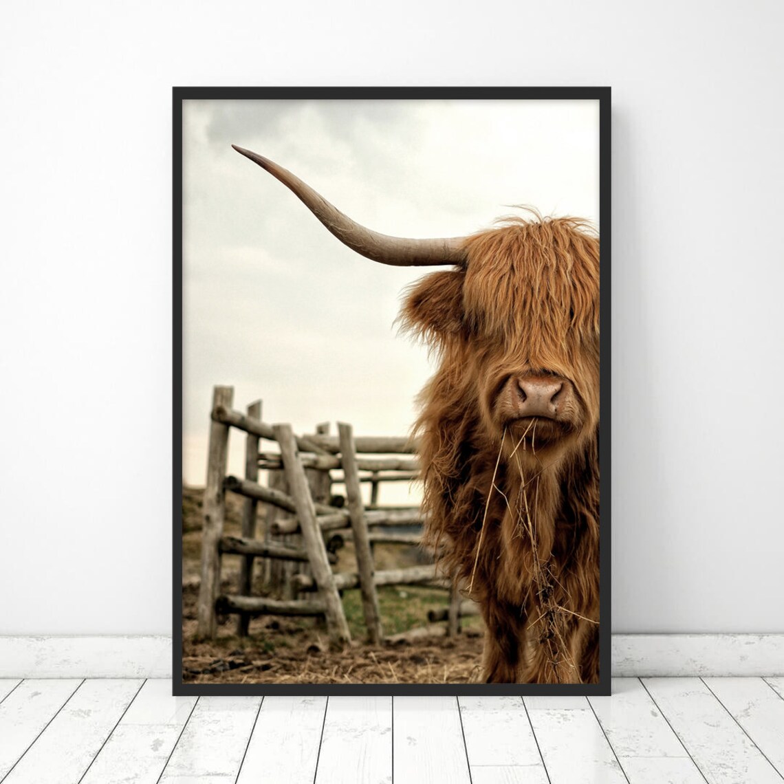 Highland Cow Amazing Boho Natural Beige Printed Poster in - Etsy