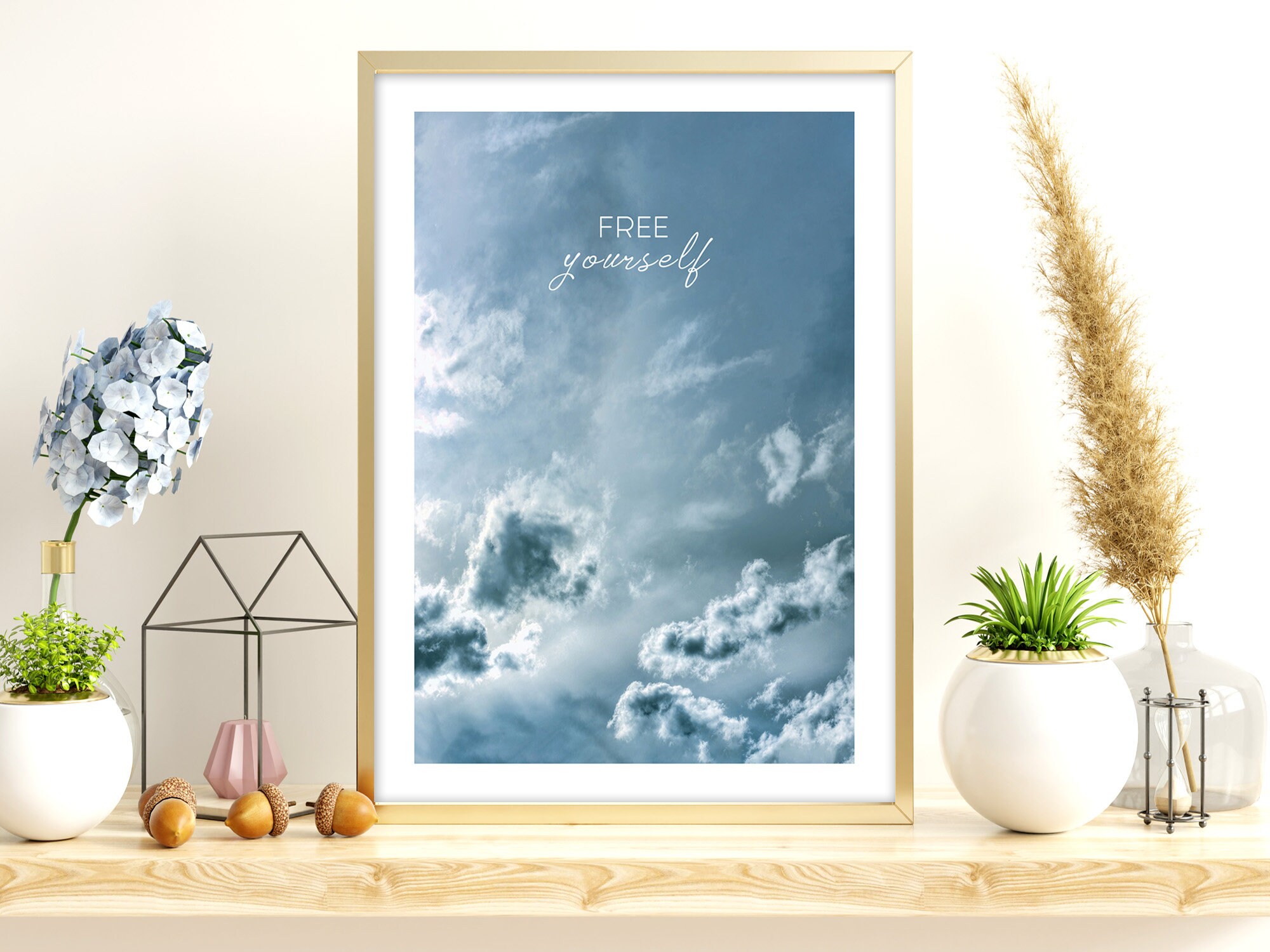 Free Yourself Printed Poster. Clouds on the Sky. Quote - Etsy