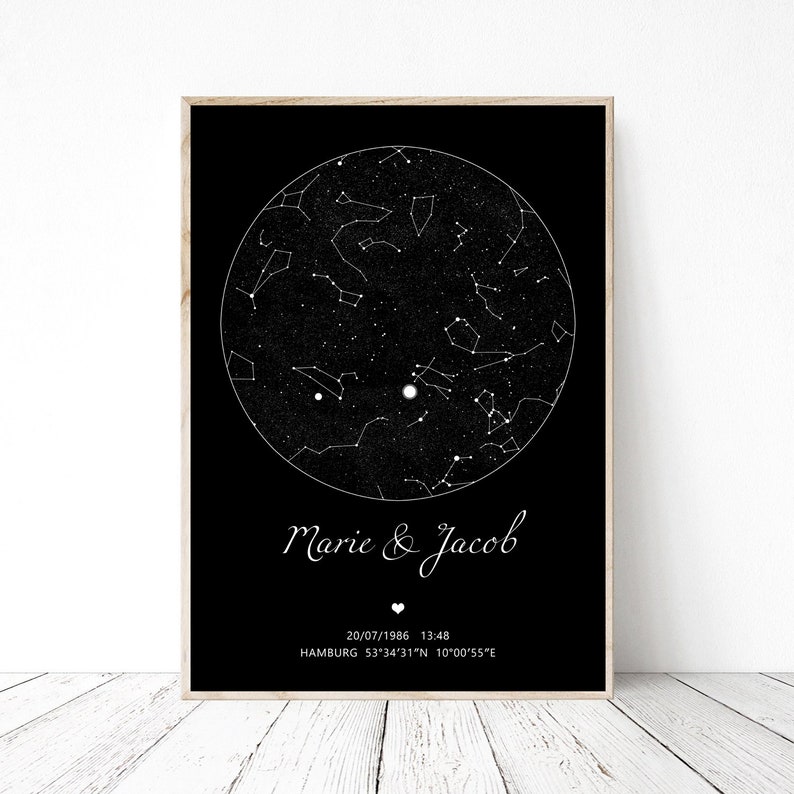 Printed Custom Stars Map of Sky Gift for Kids New Born Father - Etsy