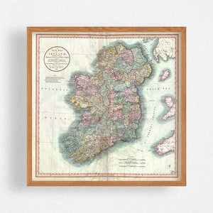 Map of Ireland - John Cary I Square Print, Square Poster, Vintage Maps ...