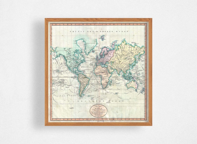 Map of the World on Mercator Projection - John Cary I Square Print ...