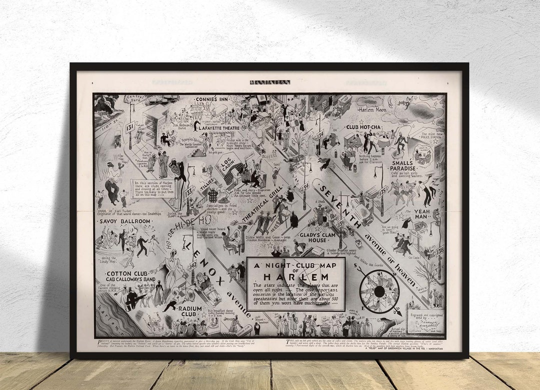 A Night-club Map of Harlem Manhattan New York 1932 I Vintage - Etsy