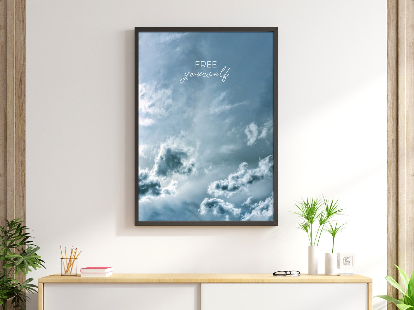Free Yourself Printed Poster. Clouds on the Sky. Quote - Etsy