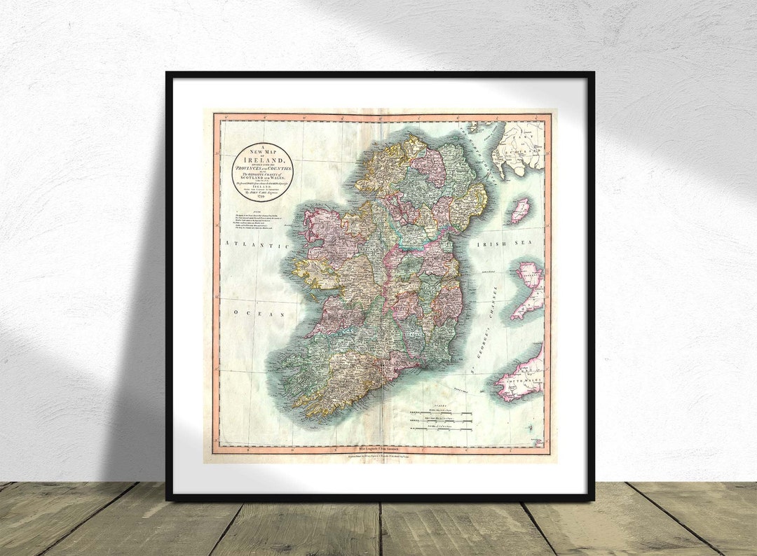 Map of Ireland - John Cary I Square Print, Square Poster, Vintage Maps ...