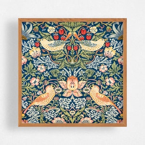 Strawberry Thief Pattern - William Morris I Square Print, Square Poster ...