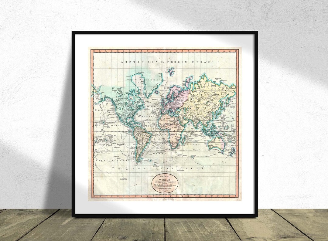 Map of the World on Mercator Projection - John Cary I Square Print ...