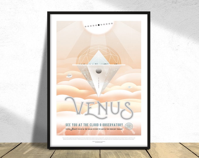 Retro Space Poster, NASA Space Tourism Advert Poster of Venus, Retro ...