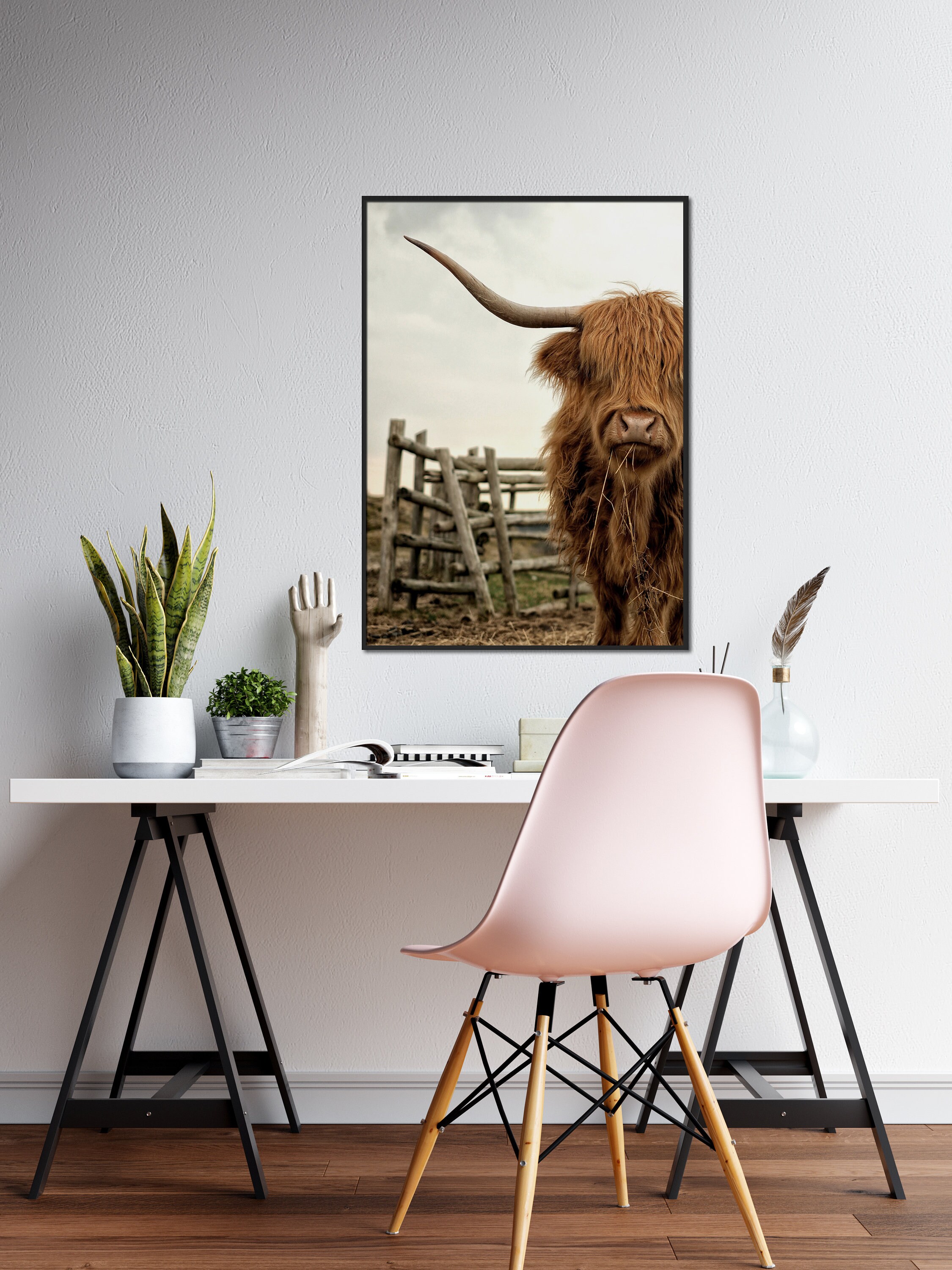 Highland Cow Amazing Boho Natural Beige Printed Poster in - Etsy