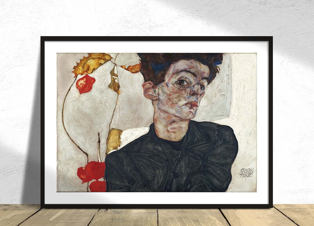 Self-portrait With a Plant - Egon Schiele | Expressionism Style, Poster ...