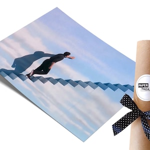 The Truman Show Movie Poster Stairs Scene - Jim Carrey, Truman Burbank ...