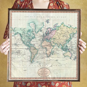 Map of the World on Mercator Projection - John Cary I Square Print ...