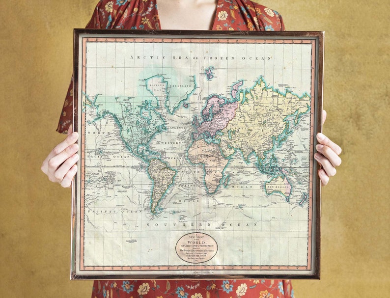 Map of the World on Mercator Projection - John Cary I Square Print ...