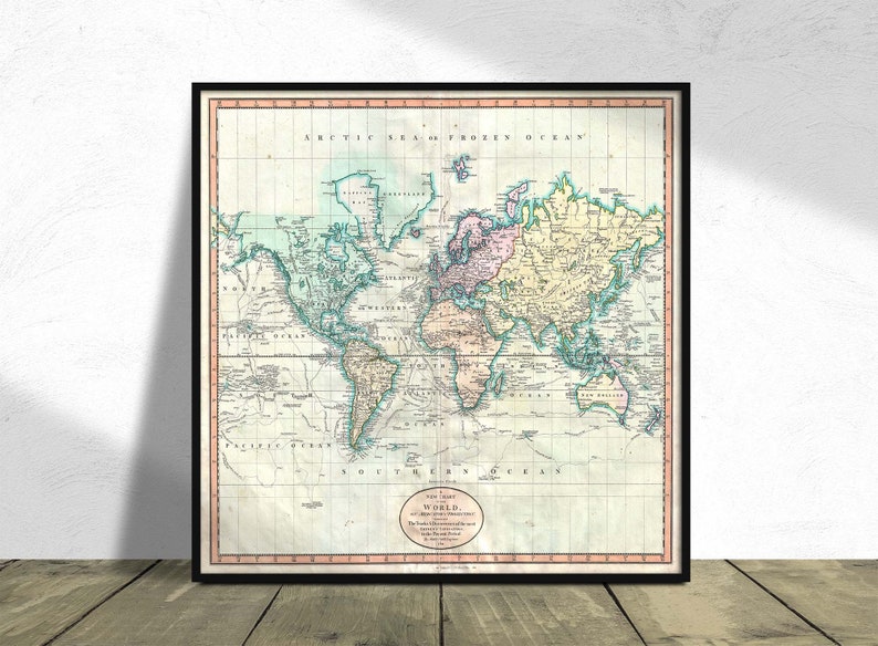 Map of the World on Mercator Projection - John Cary I Square Print ...