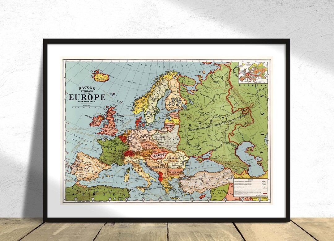 Bacon's Standard Map of Europe - George Washington Bacon | Vintage ...