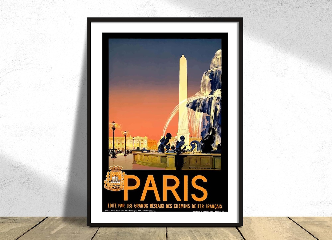 Vintage Travel Poster Paris France | French Decor, Vintage Print, Paris ...