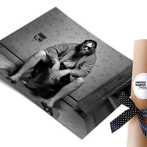 Big Lebowski - the Dude Poster B&W Bathroom Scene - Black and White ...