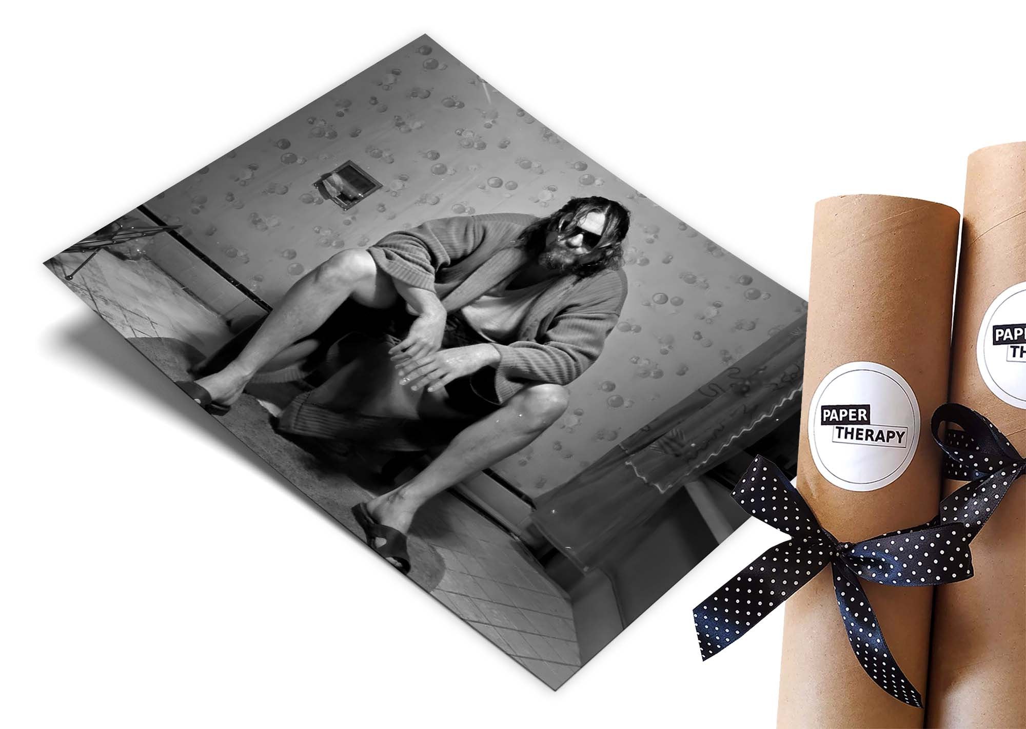 Big Lebowski the Dude Poster B&W Bathroom Scene Black and - Etsy UK