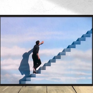 The Truman Show Movie Poster Stairs Scene - Jim Carrey, Truman Burbank ...