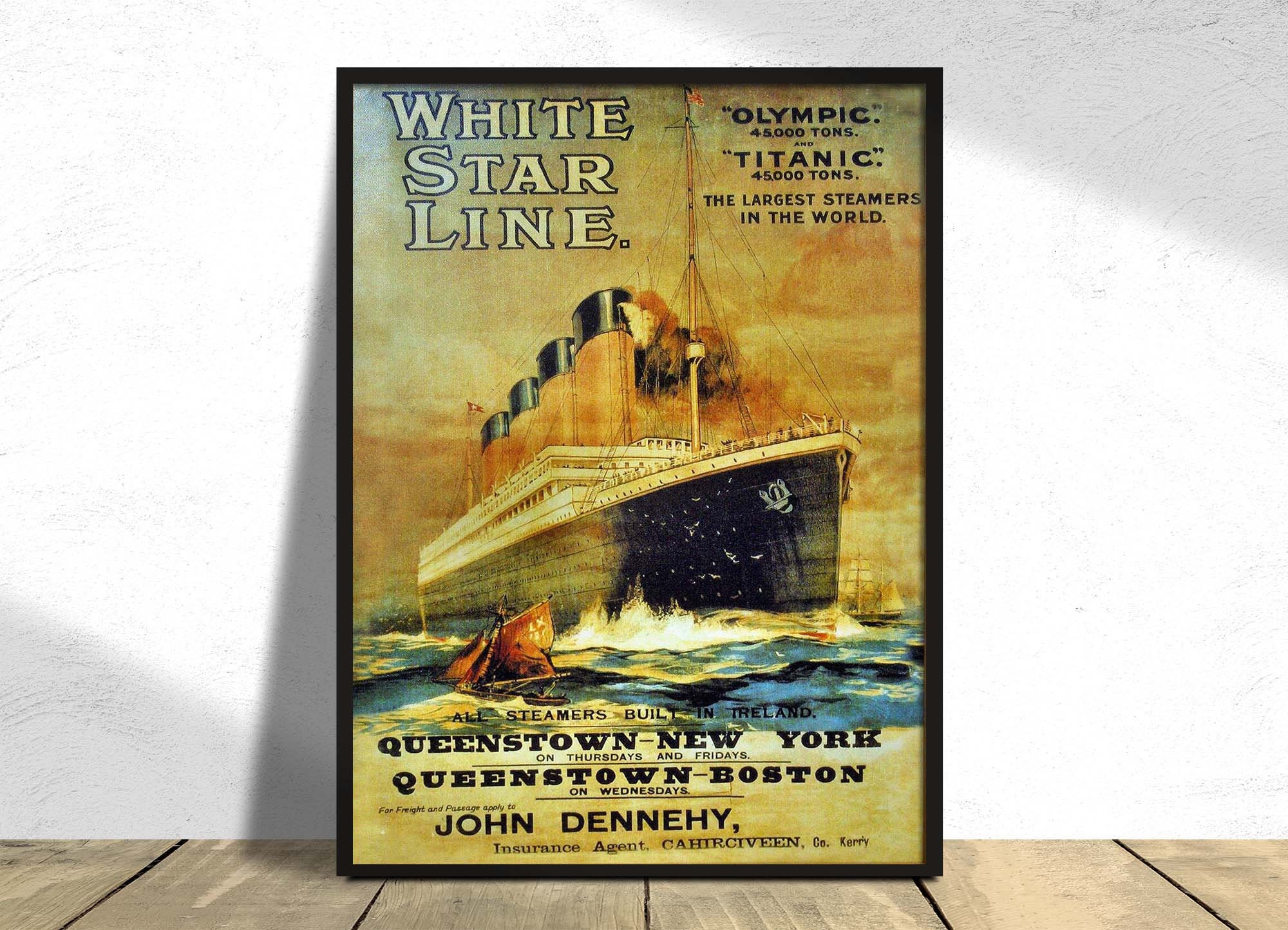 Poster of the White Star Line Showing RMS Titanic I Vintage Poster ...