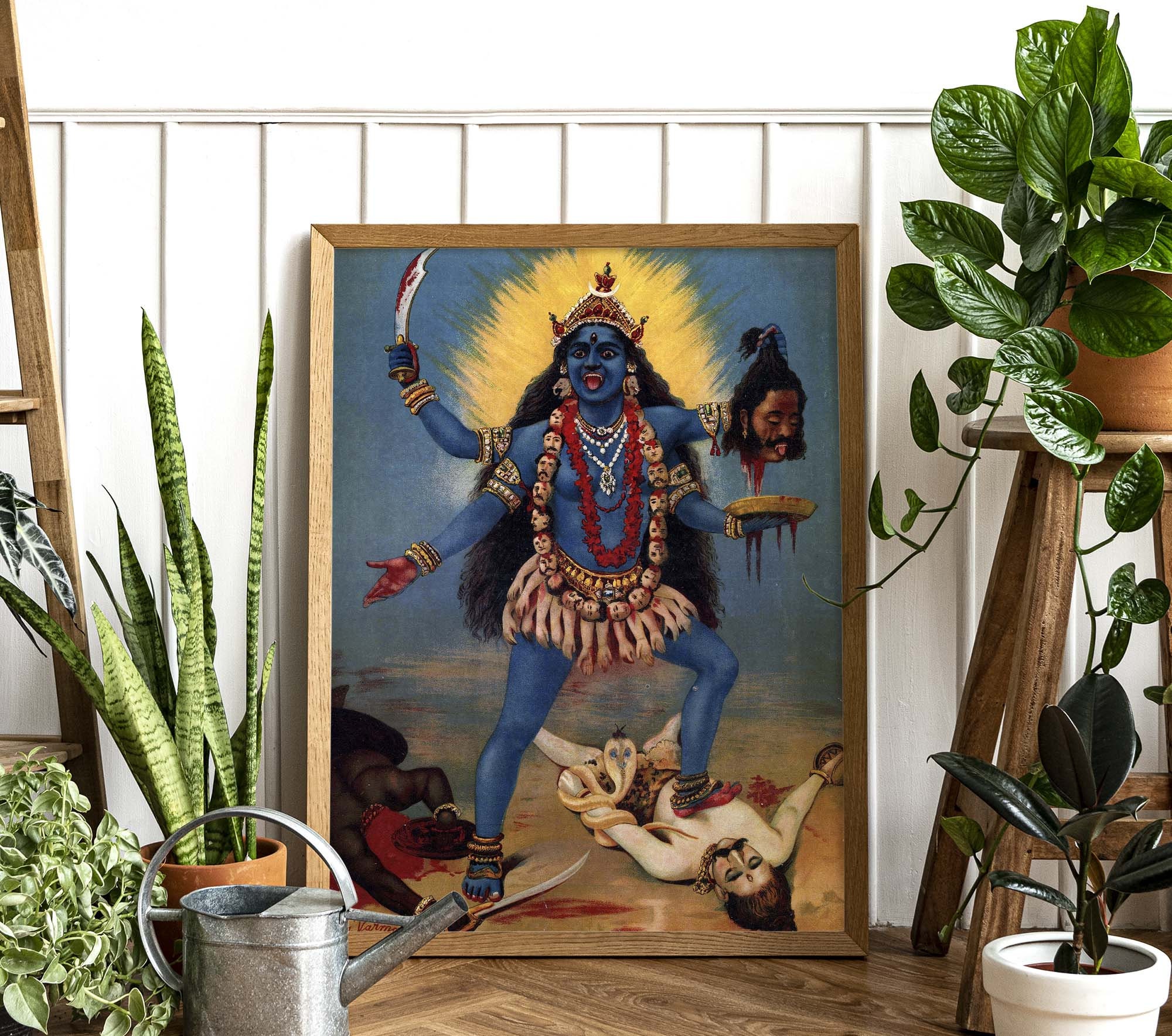 Kali Trampling Shiva raja Ravi Varma Hinduism Poster - Etsy UK