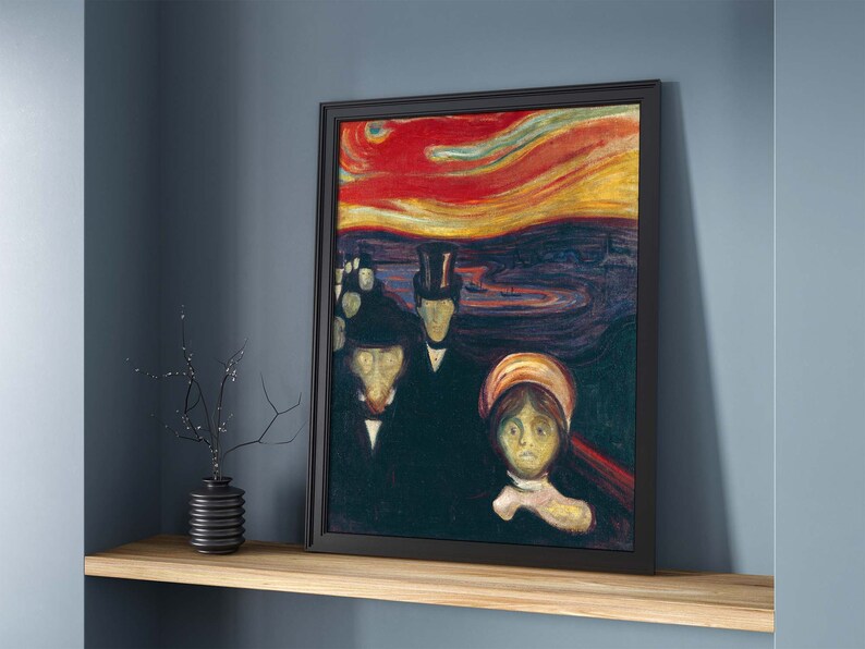 Anxiety - Edvard Munch | Poster Reproduction, Old Illustration, Vintage ...