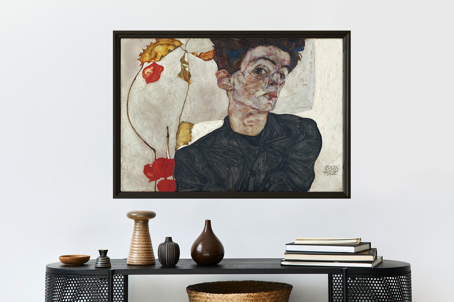 Self-portrait With a Plant - Egon Schiele | Expressionism Style, Poster ...