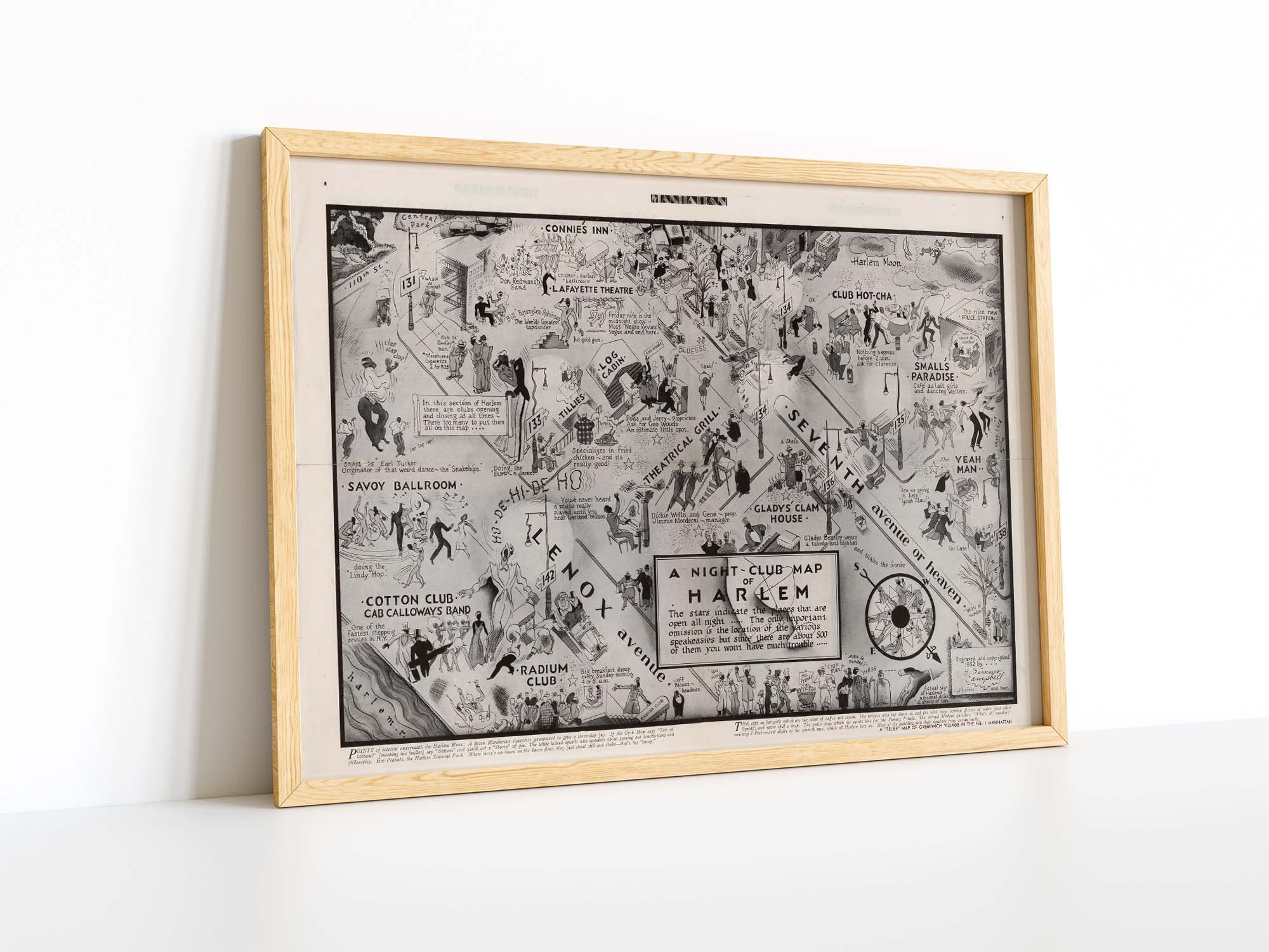 A Night-club Map of Harlem, Manhattan New York 1932 I Vintage Poster ...