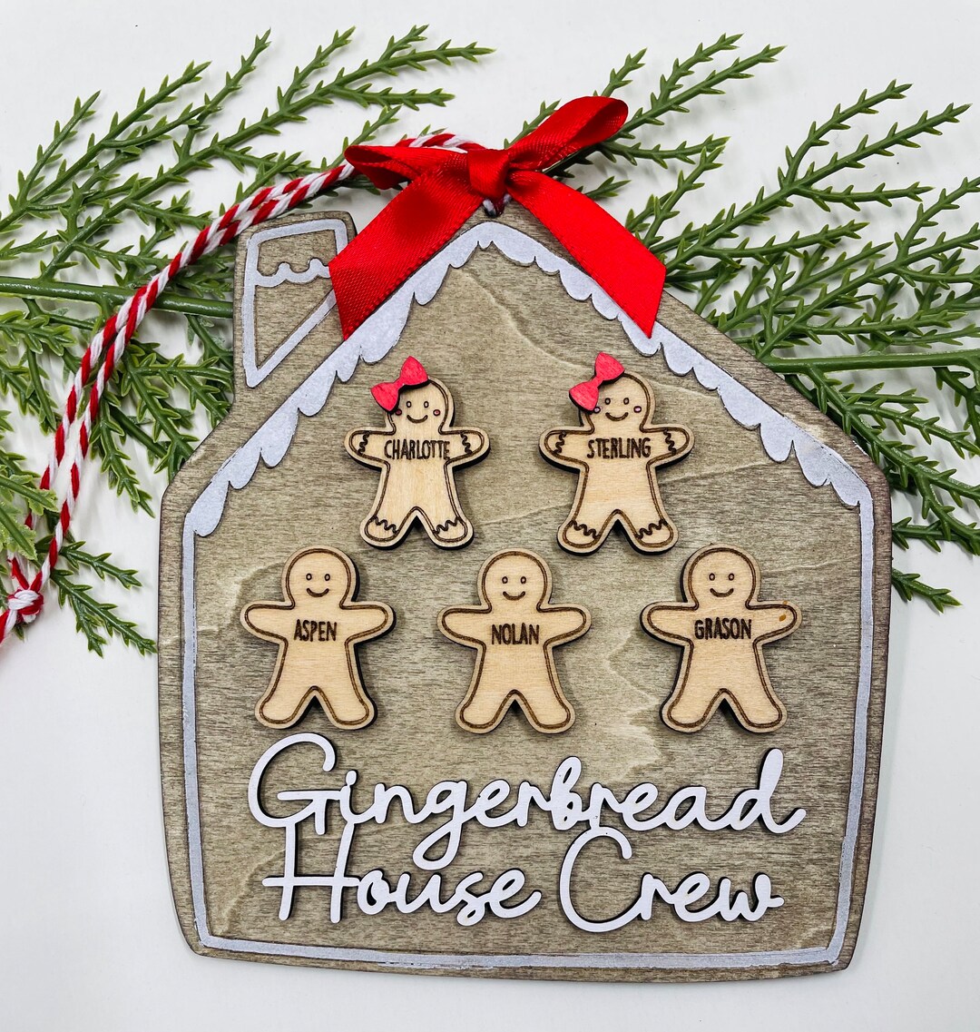 Gingerbread House Crew Ornament: Custom, Grandkids, Kids, Cousins ...