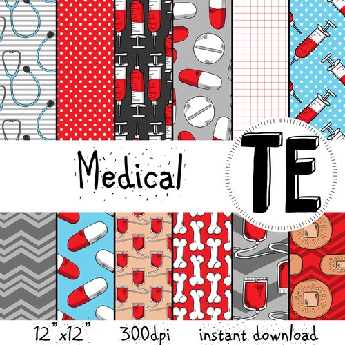 Medical Digital Paper Pack Seamless Patterns of Medical - Etsy