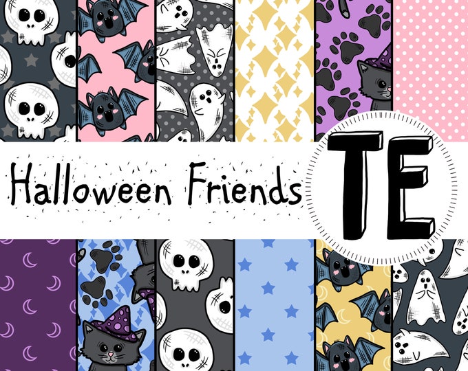 Halloween Digital Paper Pack Seamless Patterns of Spooky - Etsy