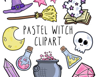 Cute Witch Clip Art Witch and Wizard Clipart Magic Story Craft Supplies ...