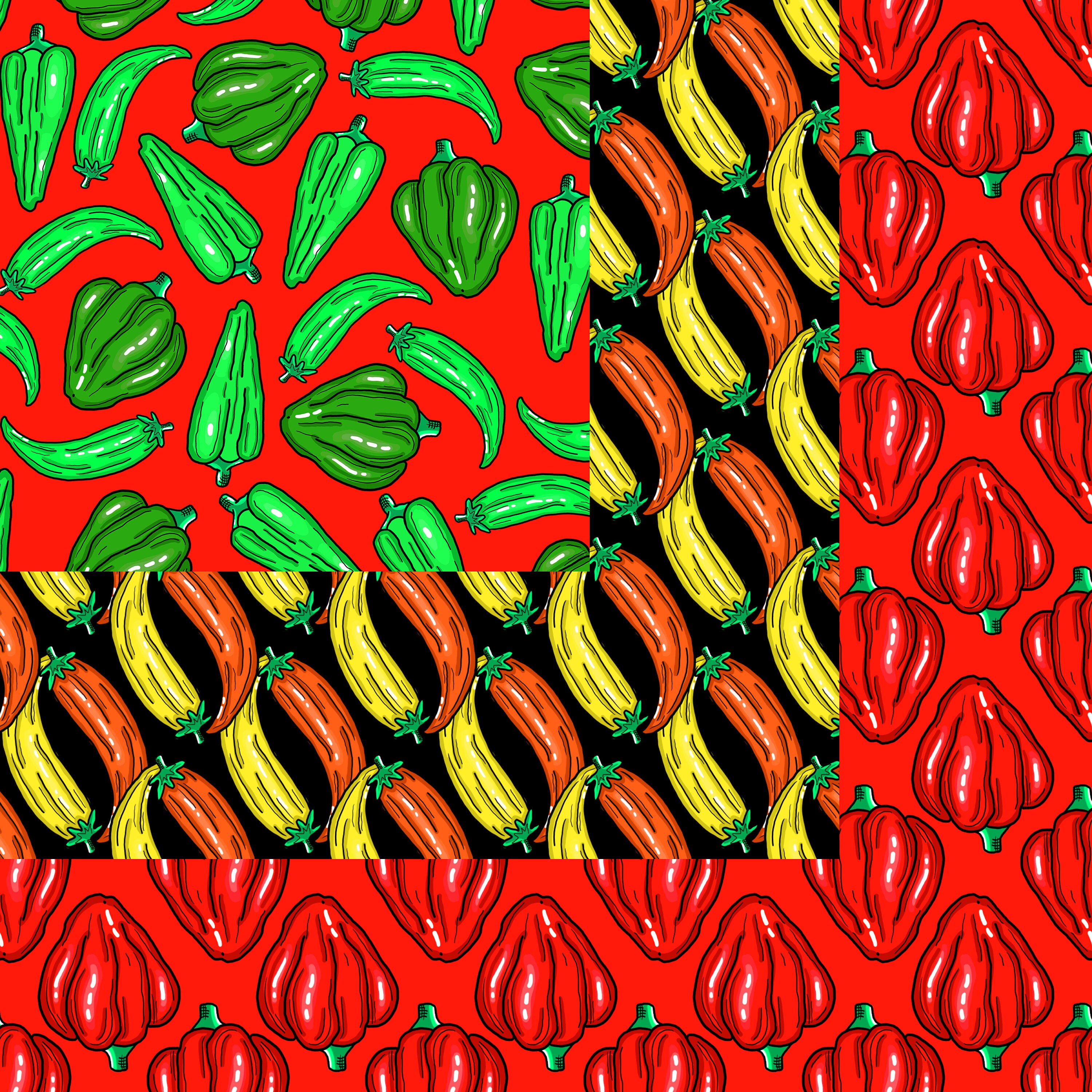 Chili Seamless Patterns. 12 Digital Papers for Instant Download. Spicy ...