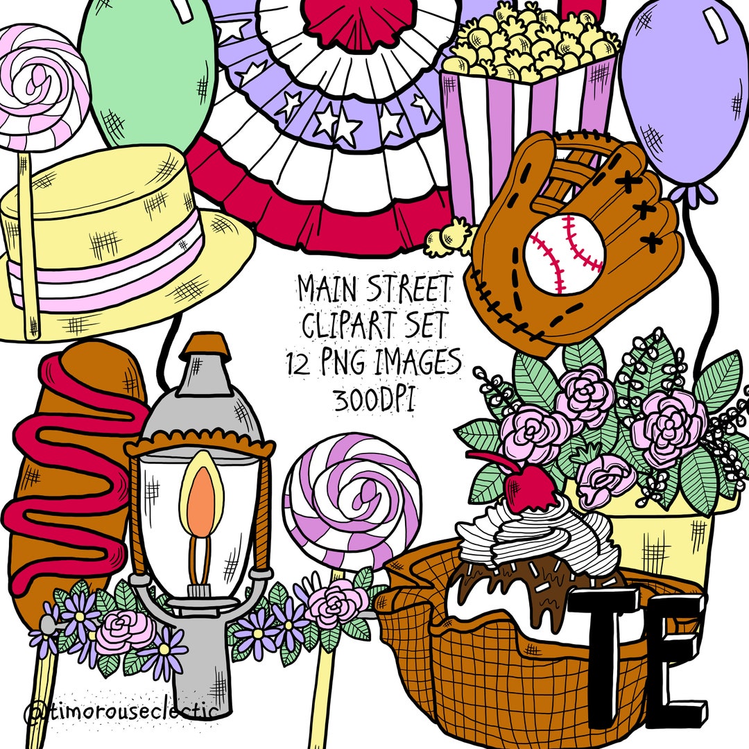 Main Street Clipart Set. 12 X PNG Images. Small Town USA, Americana ...