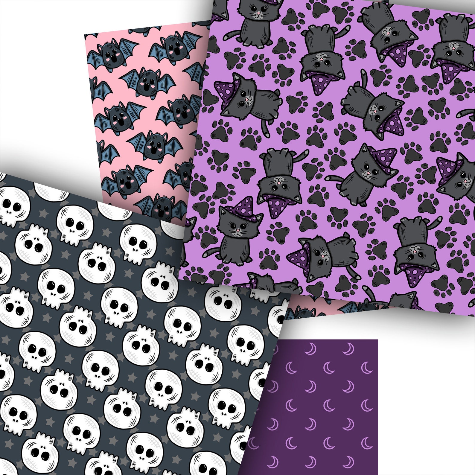 Halloween Digital Paper Pack Seamless Patterns of Spooky - Etsy