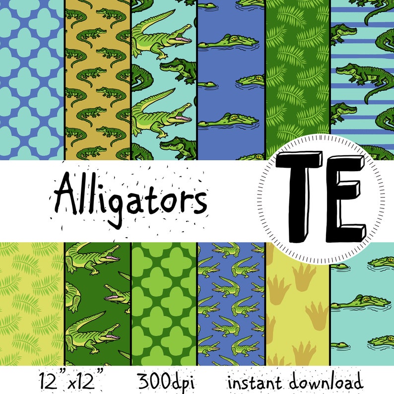 Alligator Digital Paper Pack 12x12 300dpi Seamless - Etsy Australia