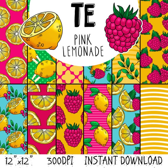 Pink Lemonade Digital Papers. 12 Seamless Patterns. Summer - Etsy UK