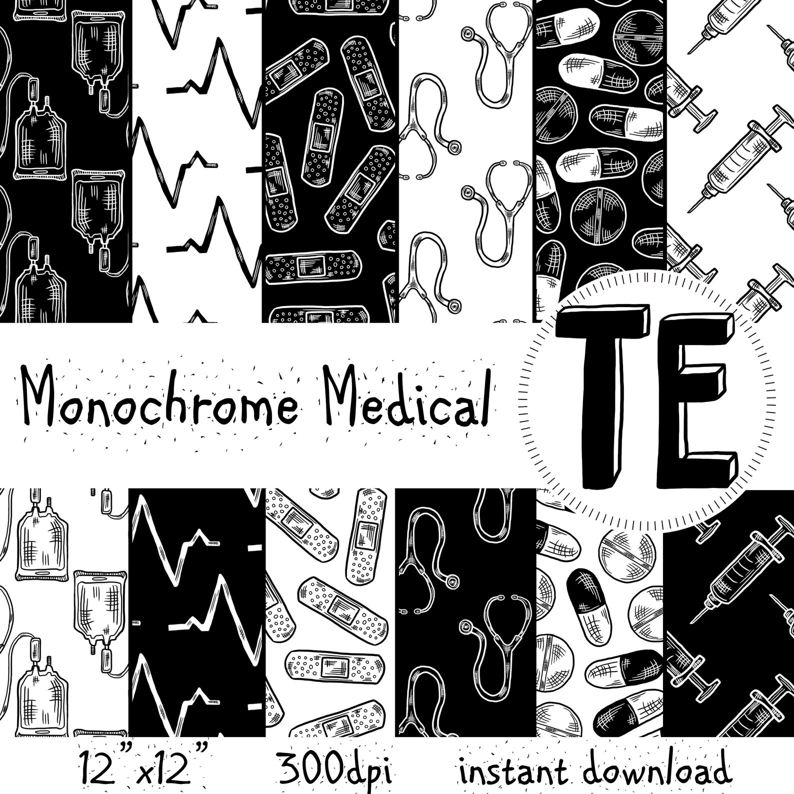 Medical Digital Paper Pack Seamless Patterns of Medical | Etsy