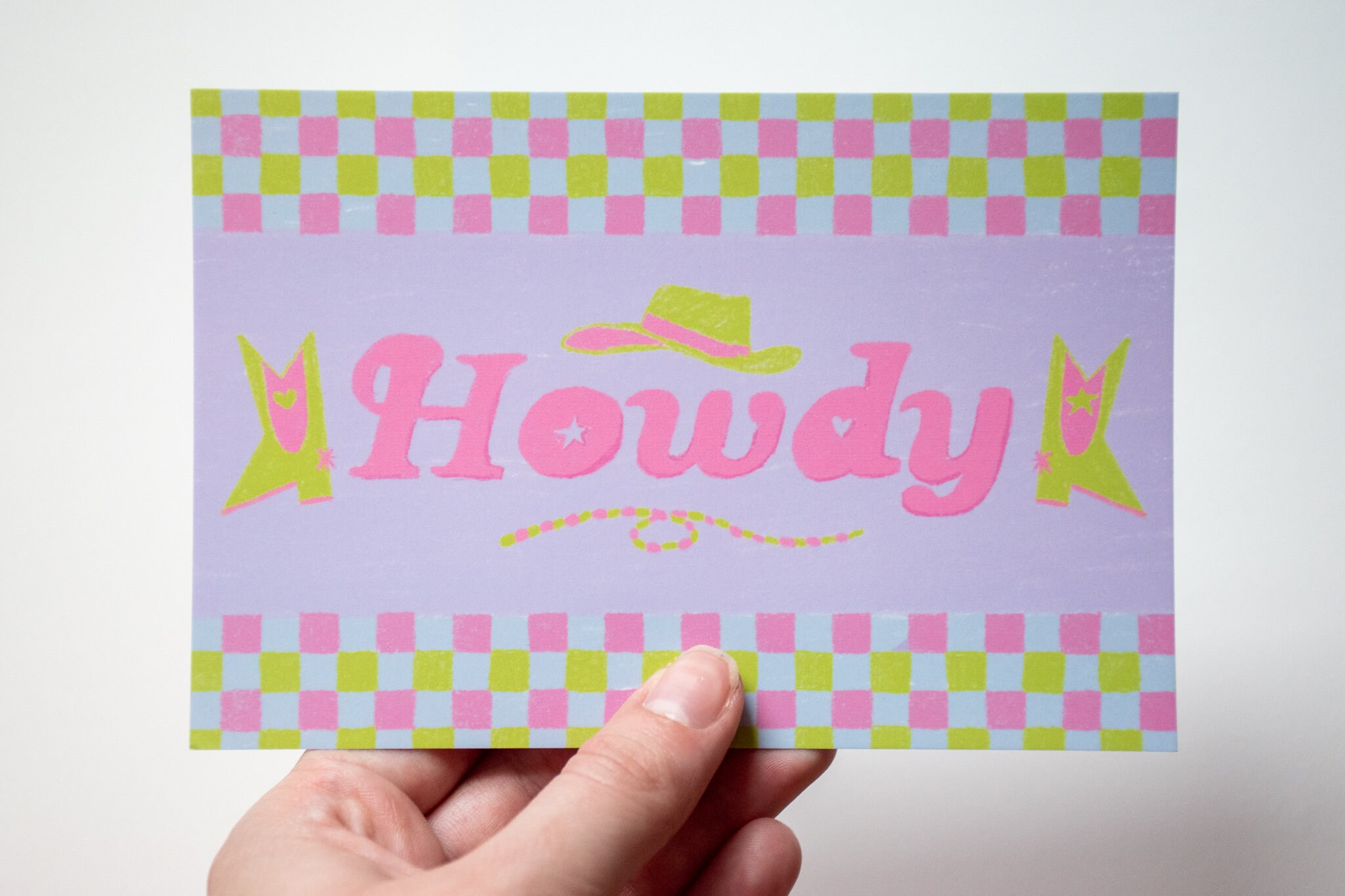 Howdy Postcard Print Cowgirl Wall Art 4x6" Yeehaw Pastel Print - Etsy