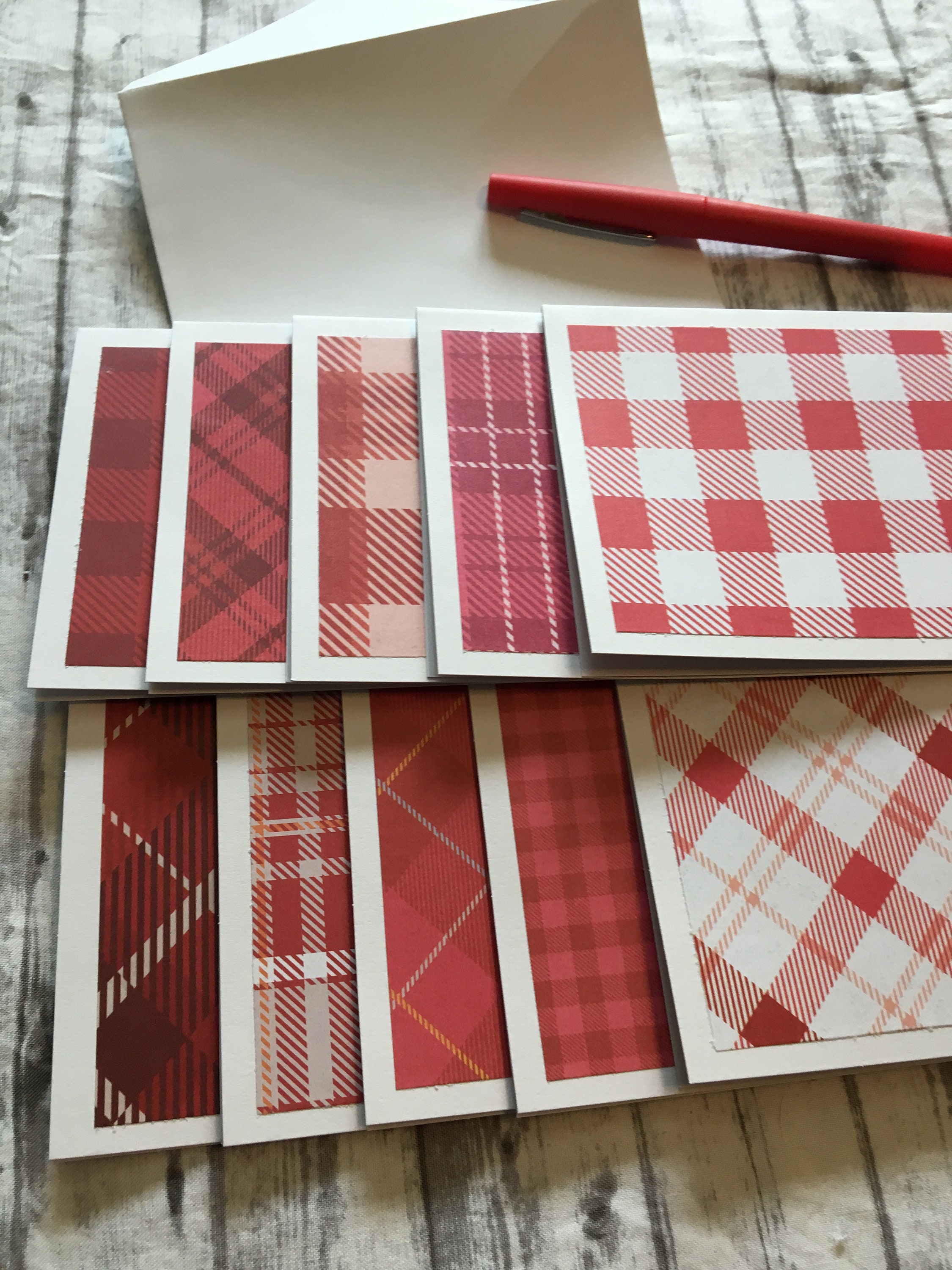Pink Plaid Note Cards Note Cards 5.5 X 4 Set of 10 Note - Etsy