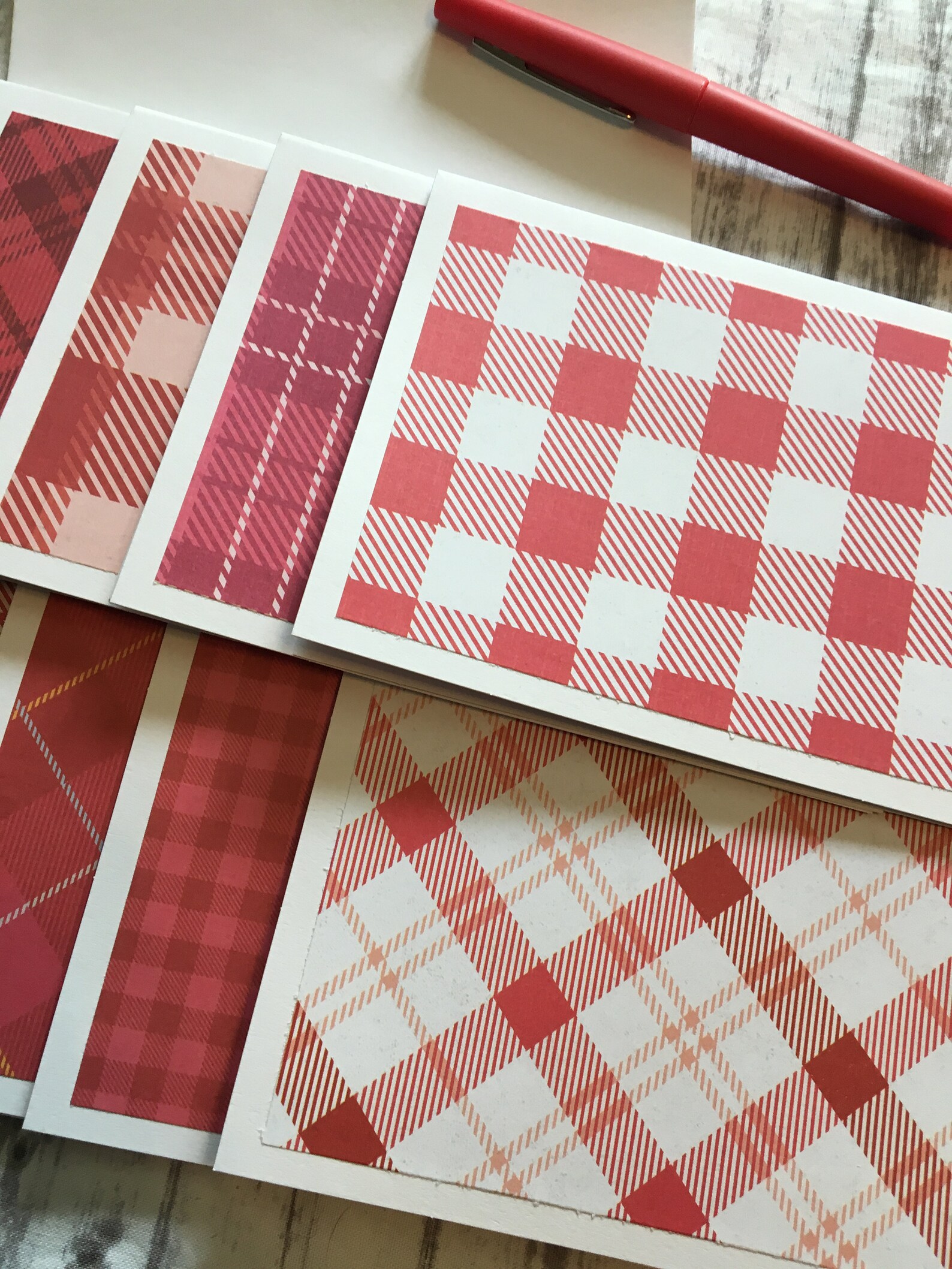 Pink Plaid Note Cards Note Cards 5.5 X 4 Set of 10 Note - Etsy