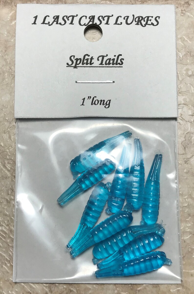 1 Pack Blue Split Tail Soft Plastic Bait 1 Last Cast Lures Ice Fishing ...