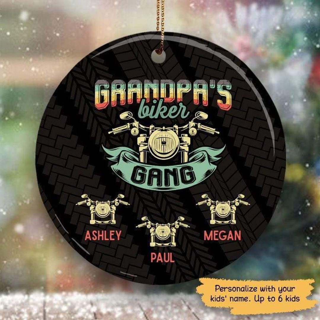 Grandpa Biker Gang Personalized Circle Ornament Motorcycle - Etsy
