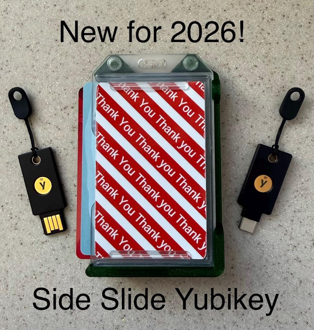 Side Slide Yubikey Token and Badge Holder With up to 3 ID Cards - Etsy