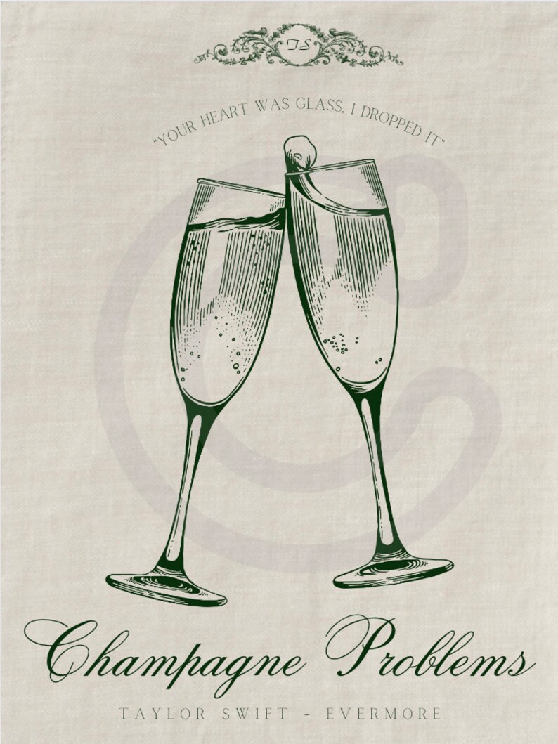 Champagne Problems Taylor Swift Inspired Hotel Napkin Digital Poster ...