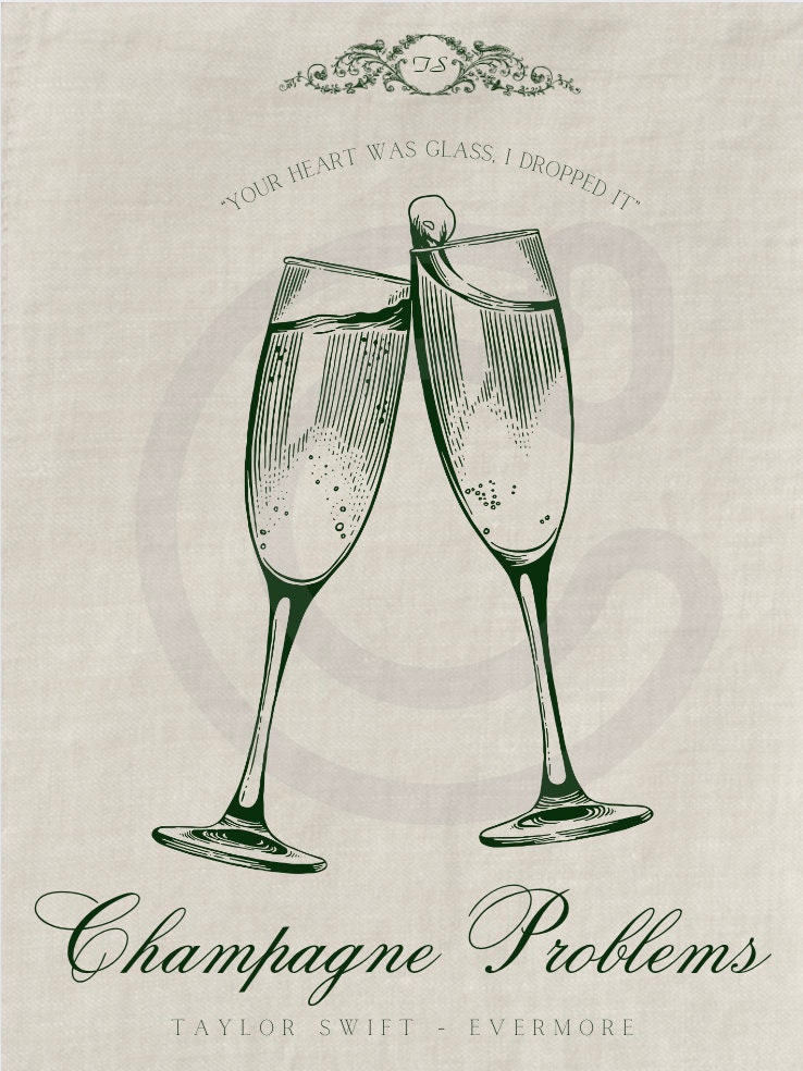 Champagne Problems Taylor Swift Inspired Hotel Napkin Digital Poster ...