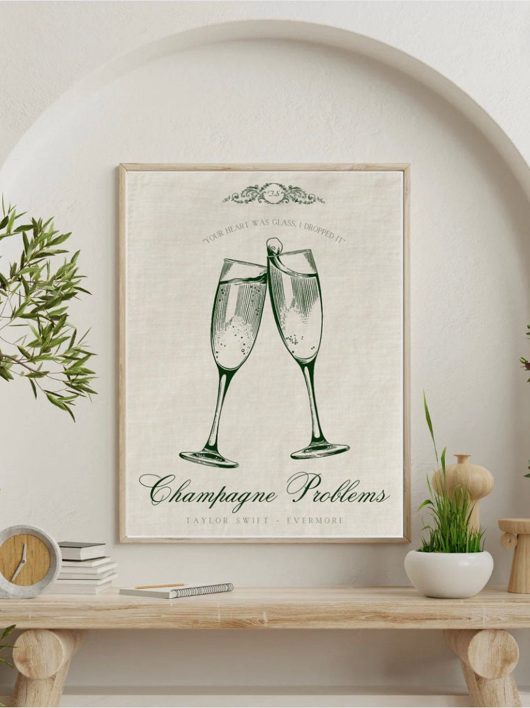 Champagne Problems Taylor Swift Inspired Hotel Napkin Digital Poster ...