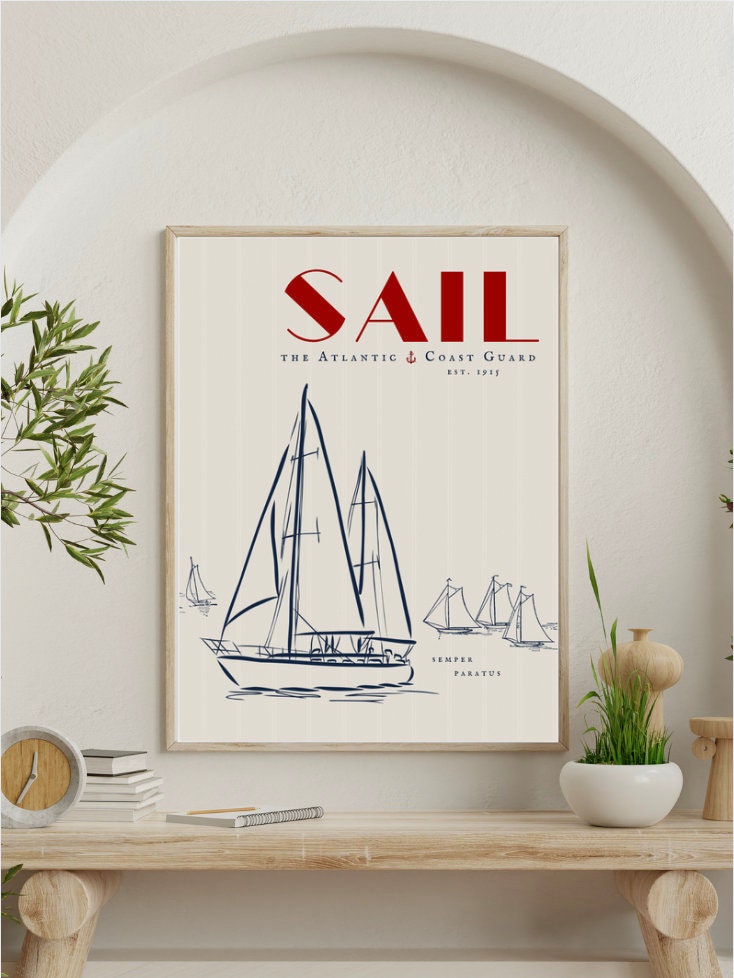 East Coast "sail" Vintage Coast Guard Advertisement - Red, White and ...
