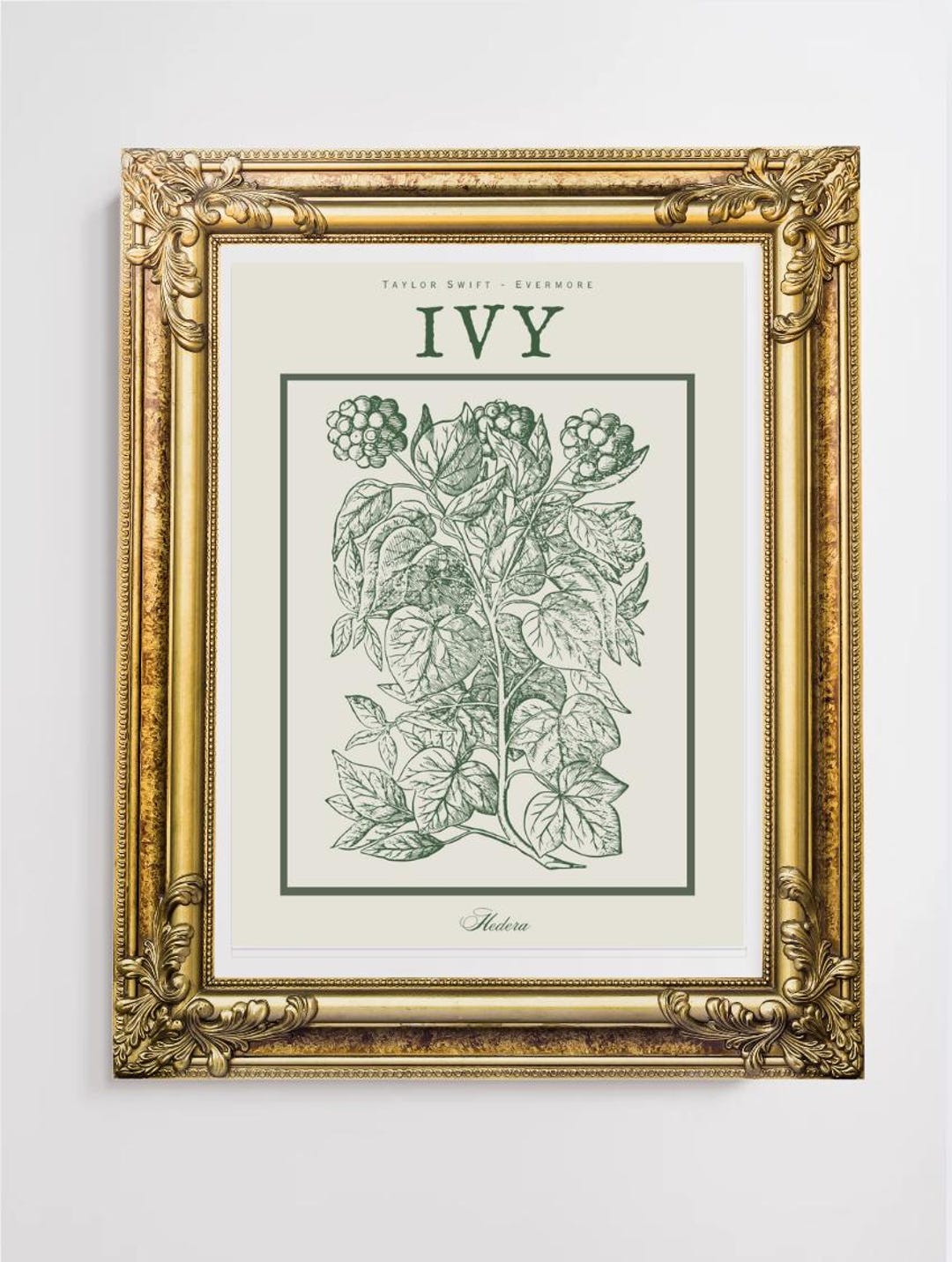 Taylor Swift - "ivy" From Evermore Album Poster - 18"x24" Digital ...