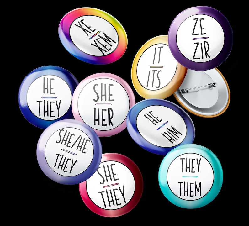 Lgbtq Pronoun Buttons Lgbtq Pronoun Pins 1 Circle Etsy