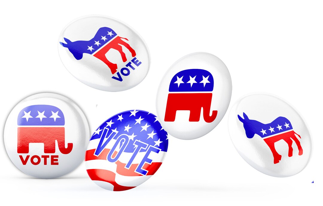 Vote Buttons | Republican Party Pin | Democratic Party Button | 1 ...
